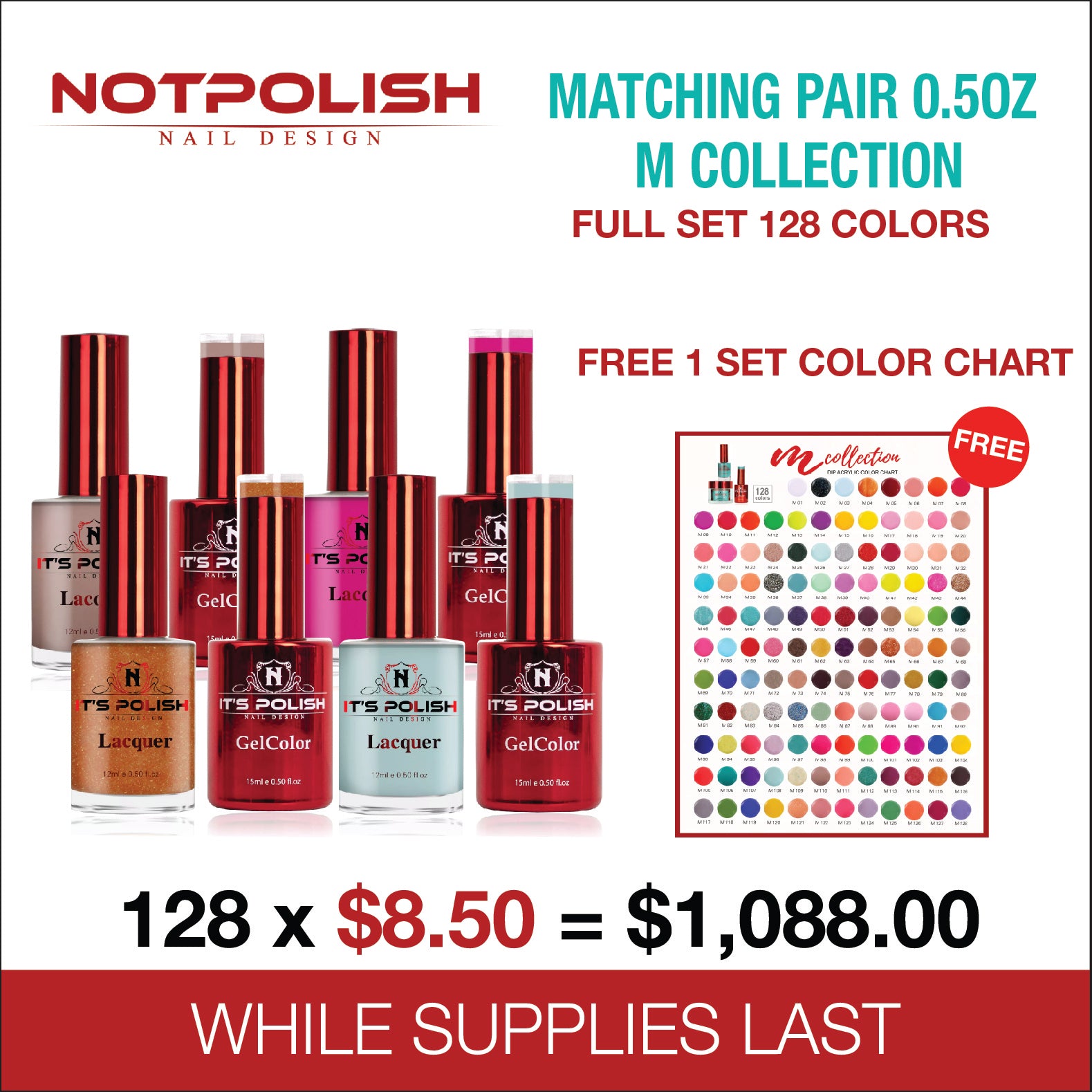 NotPolish Matching Pair 0.5oz - M Collection - Full set 128 colors Fre ...