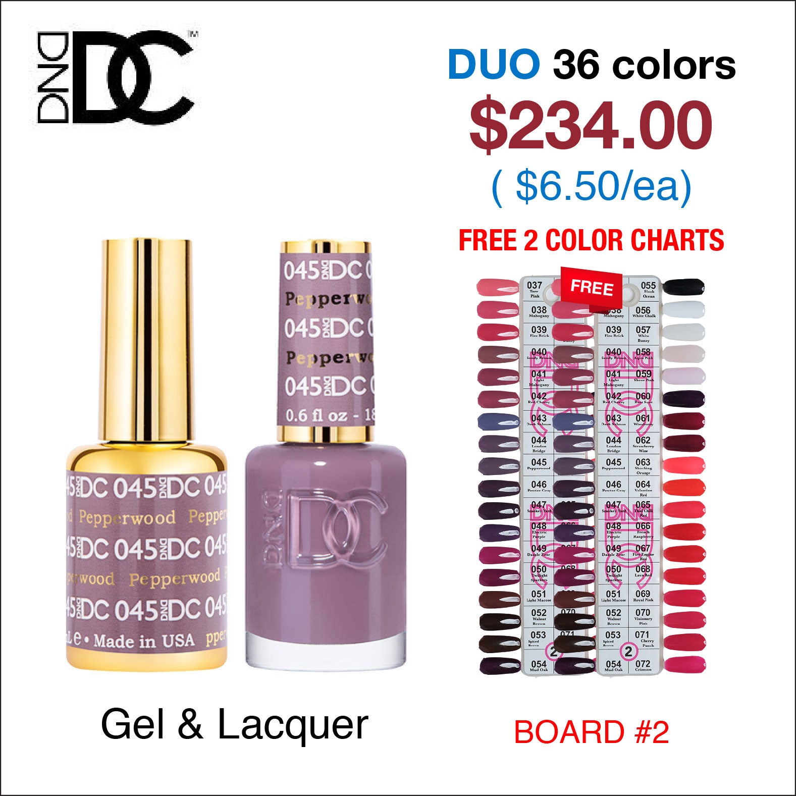 DND DC Duo Matching Color - 36 colors Board 2 (#037 - #072) w/ 2 Color ...